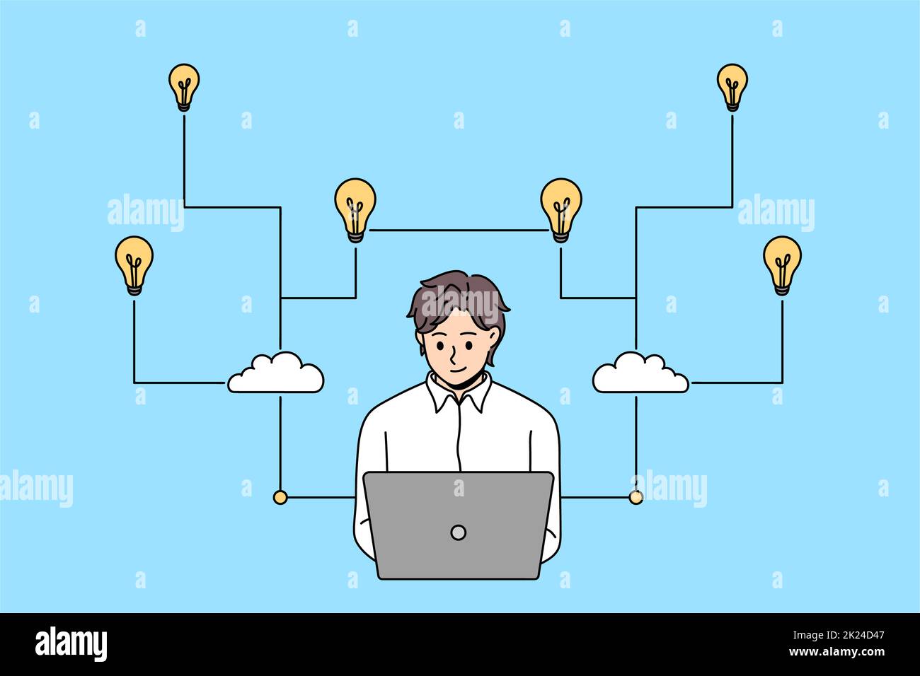 Creativity innovation and business idea concept. Young positive ...