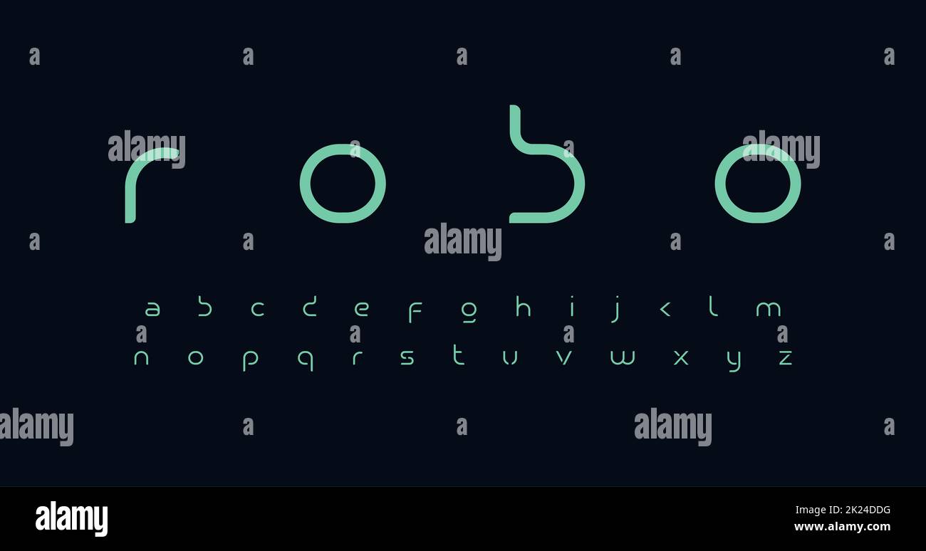 Future font alphabet. Minimal lowercase letters. Smart space ...