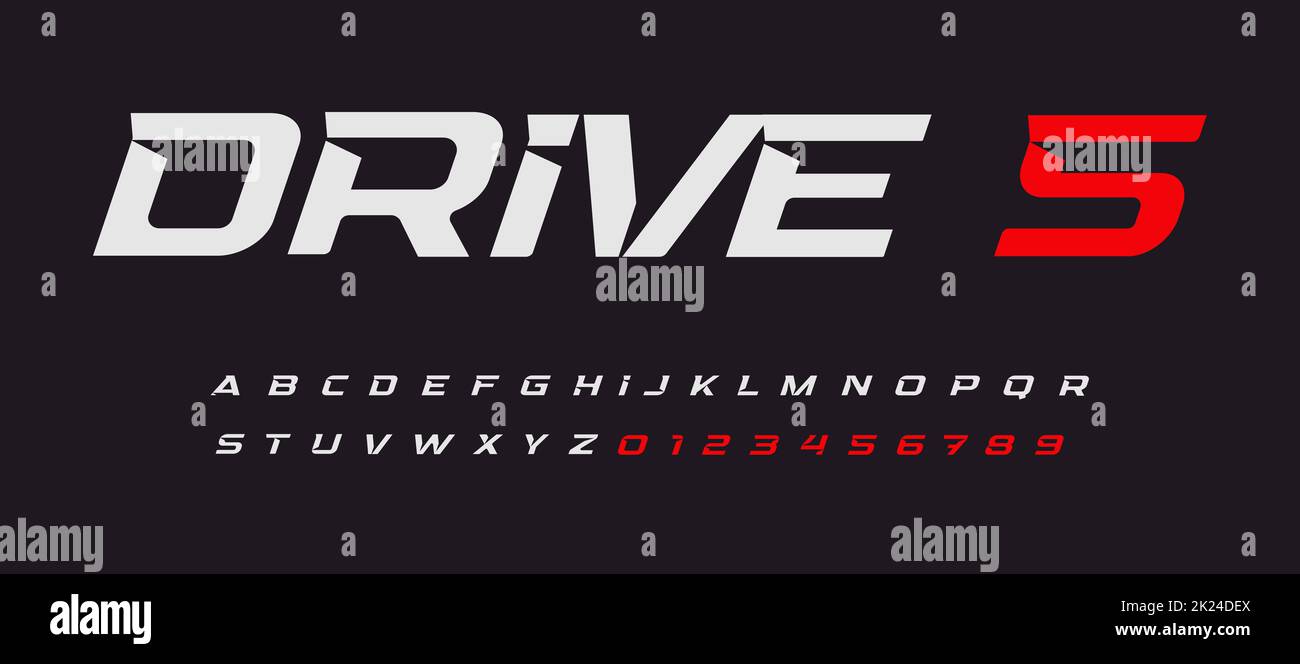Drive Italic Alphabet. Car Race Vector Letters in modern Sport style ...