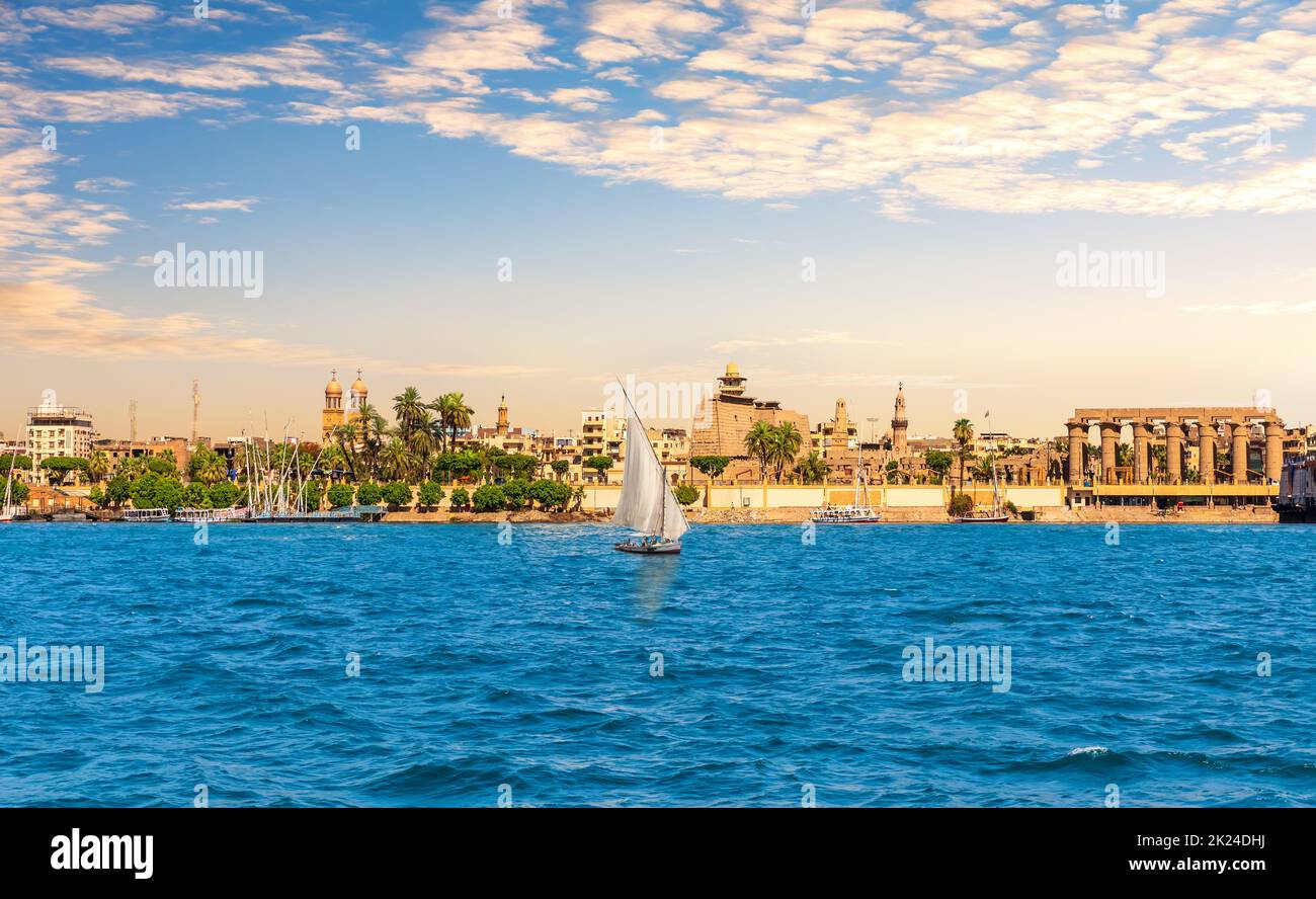 The Nile and the Luxor Temple view, Upper Egypt Stock Photo - Alamy