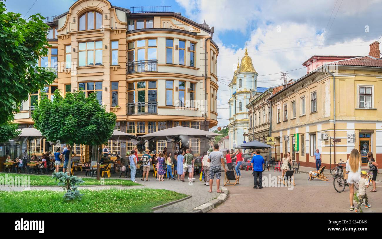 Ivano-Frankivsk, Ukraine 10.07.2021. Streets of the old town of Ivano ...