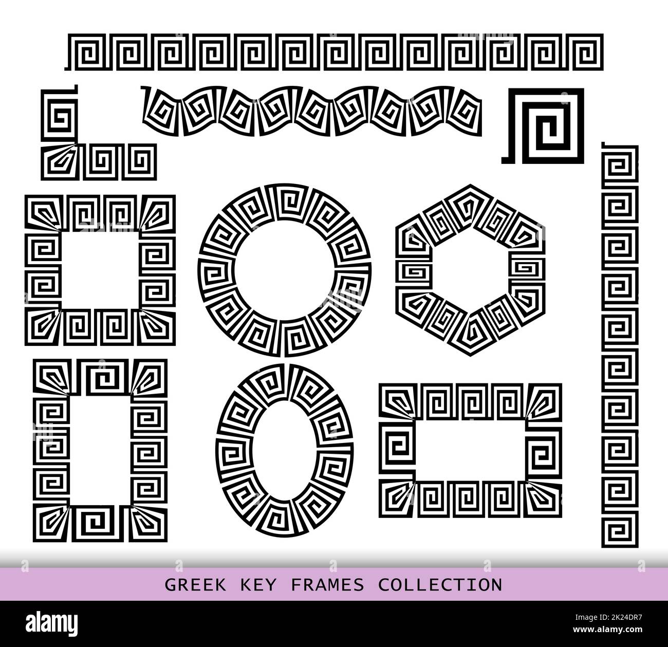 Ancient Greek black frames patterns collection, set of antique borders ...