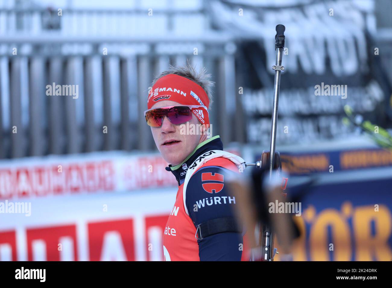 Roman Rees (SV Schauinsland) beim IBU Biathlon Weltcup Pursuit Herren ...