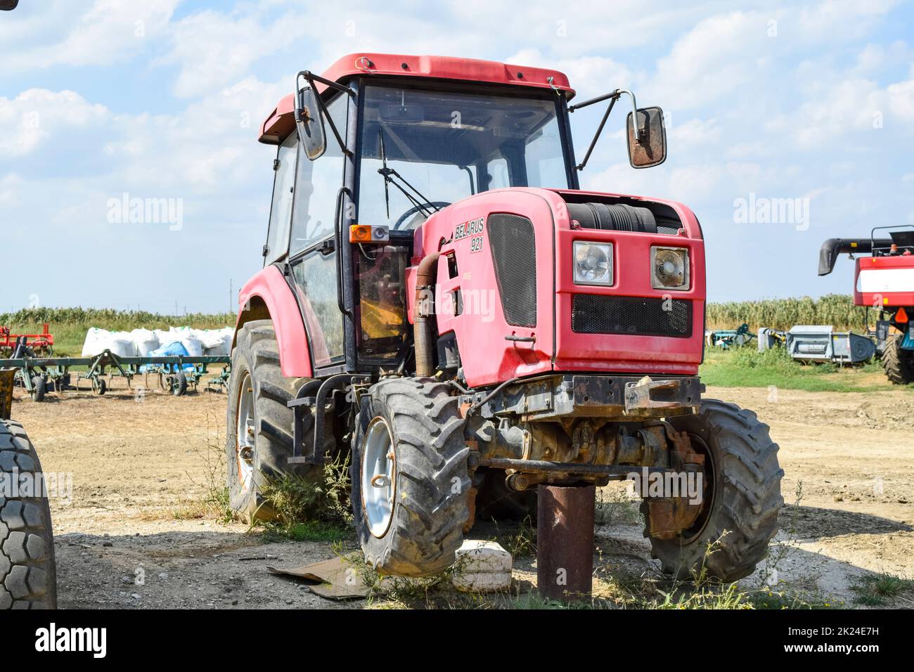 Russia, Temryuk - 15 July 2015: Tractor. Agricultural machinery tractor ...