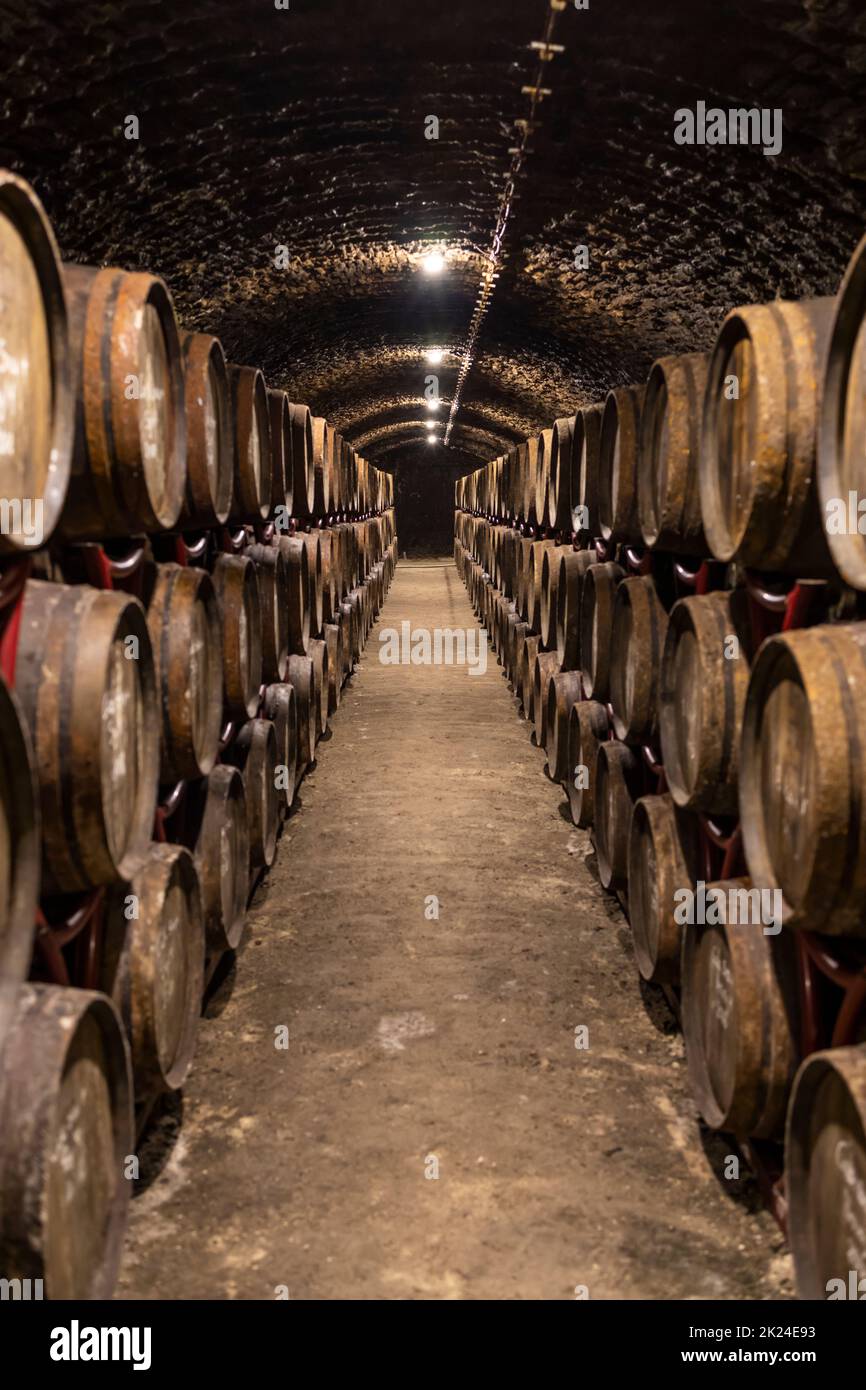 wine cellars with barrels near Eger, Hungary Stock Photo - Alamy