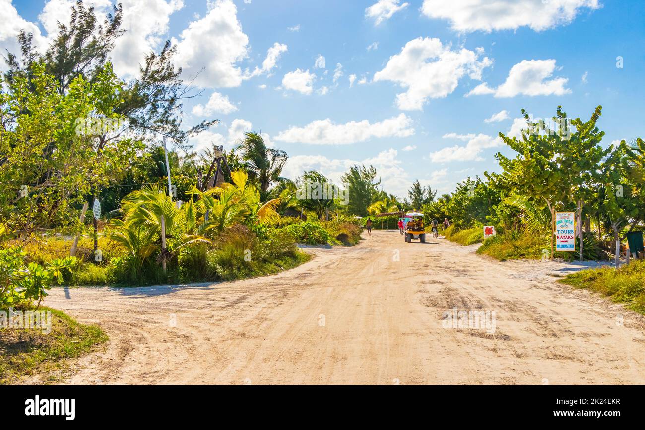 Holbox Mexico 22. December 2021 Sandy muddy road walking path and ...