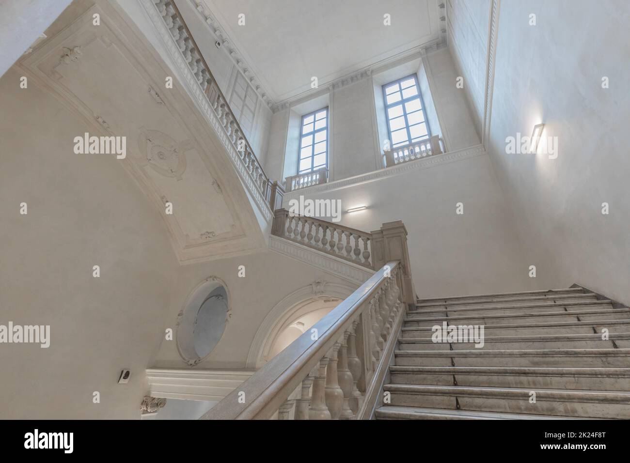 TURIN, ITALY - CIRCA MAY 2021: luxury staircase made of marble in an ...