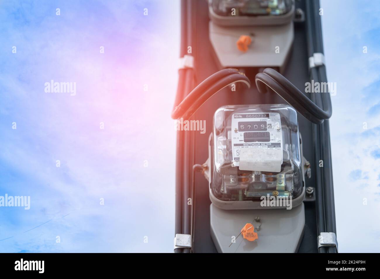 Electric measuring power meter for energy cost at home and office Stock ...