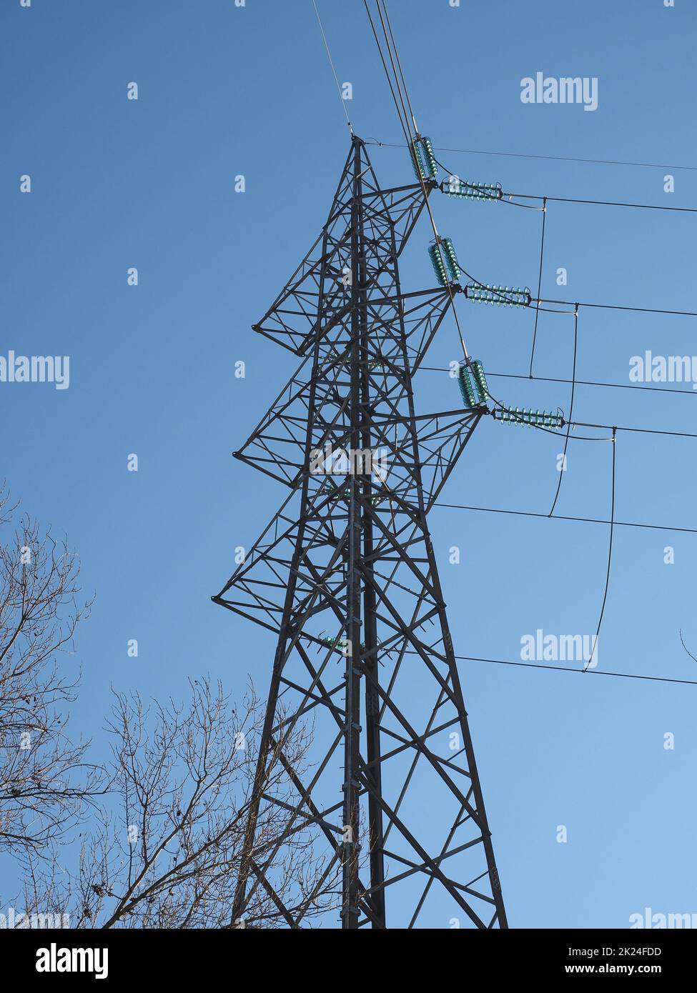electric power high voltage transmission line tower Stock Photo - Alamy