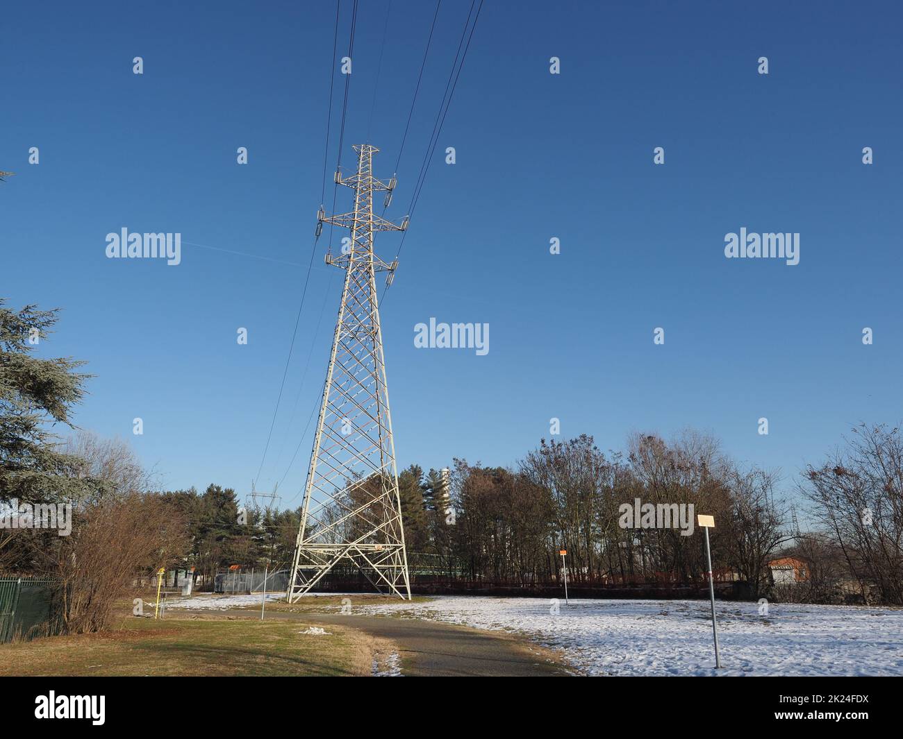electric power high voltage transmission line tower Stock Photo - Alamy