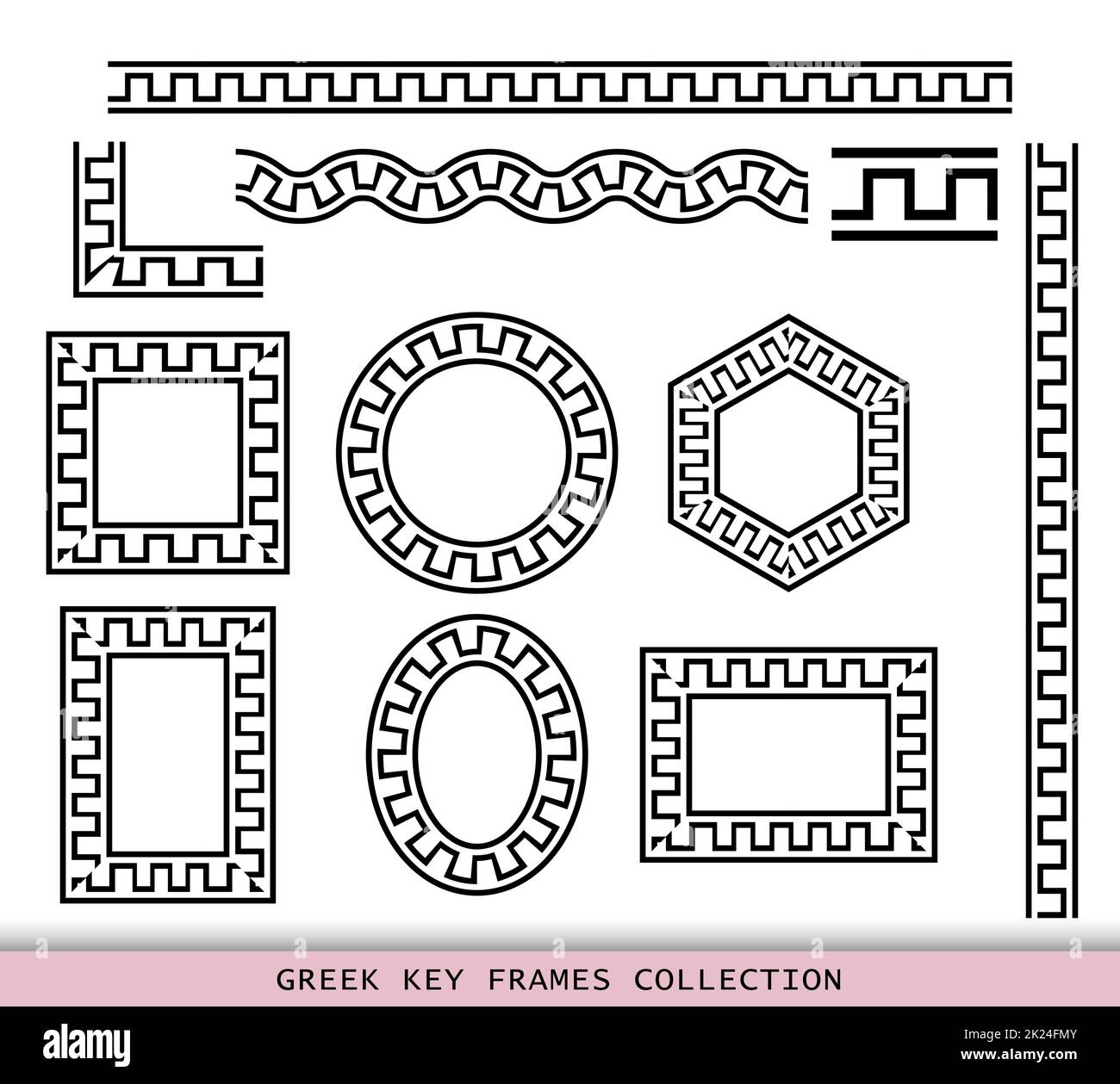 Ancient Greek black frames patterns collection, set of antique borders ...