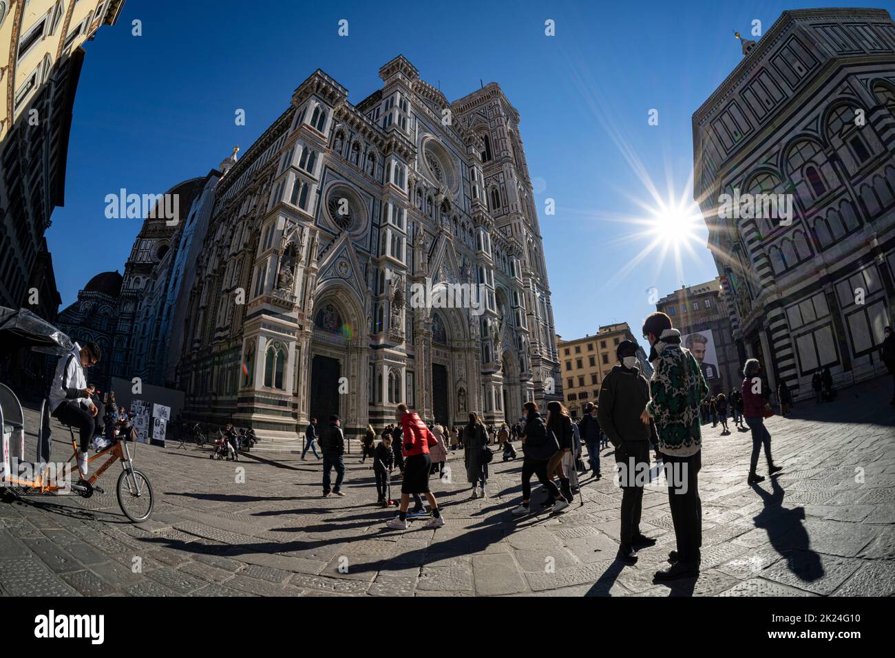 Florence Italy. January 2022. fish eye view of Santa Maria del Fiore ...
