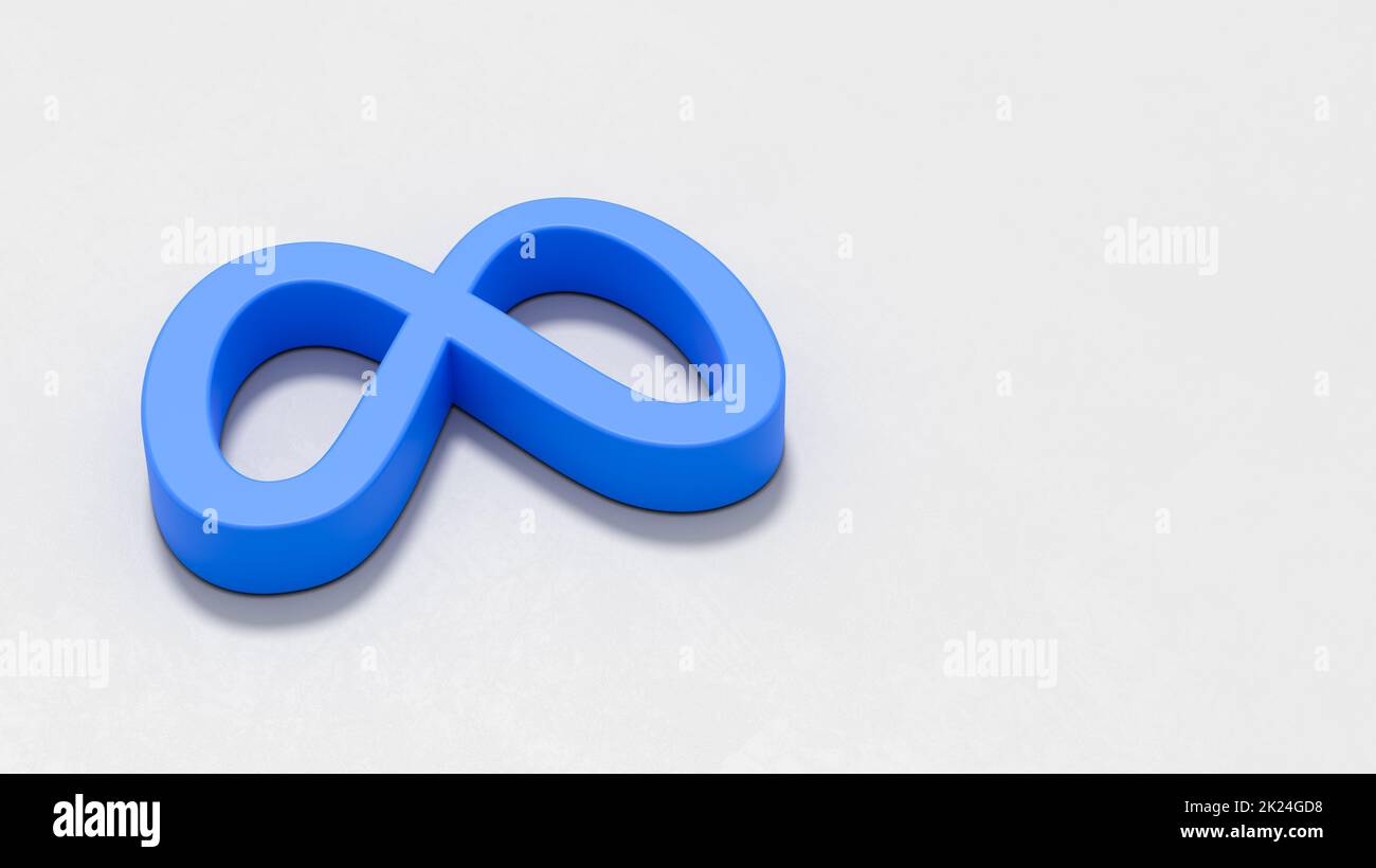 Meta Logo 3D Symbol Shape on Plastered Light Grey Background with Copy ...