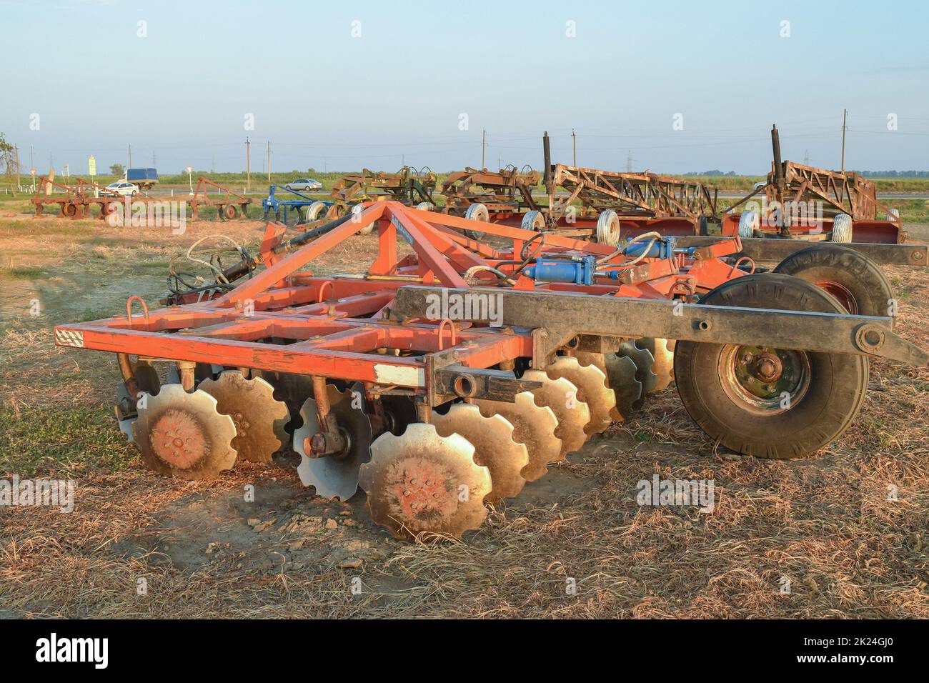 The disk harrow. Agricultural machinery for processing of the soil in ...