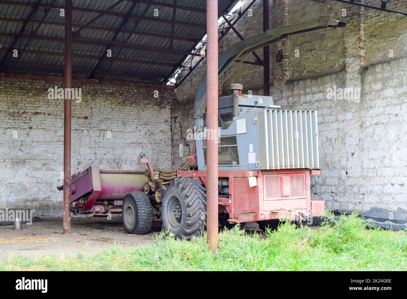 Forage harvester a ksk100. Old a harvester Stock Photo - Alamy