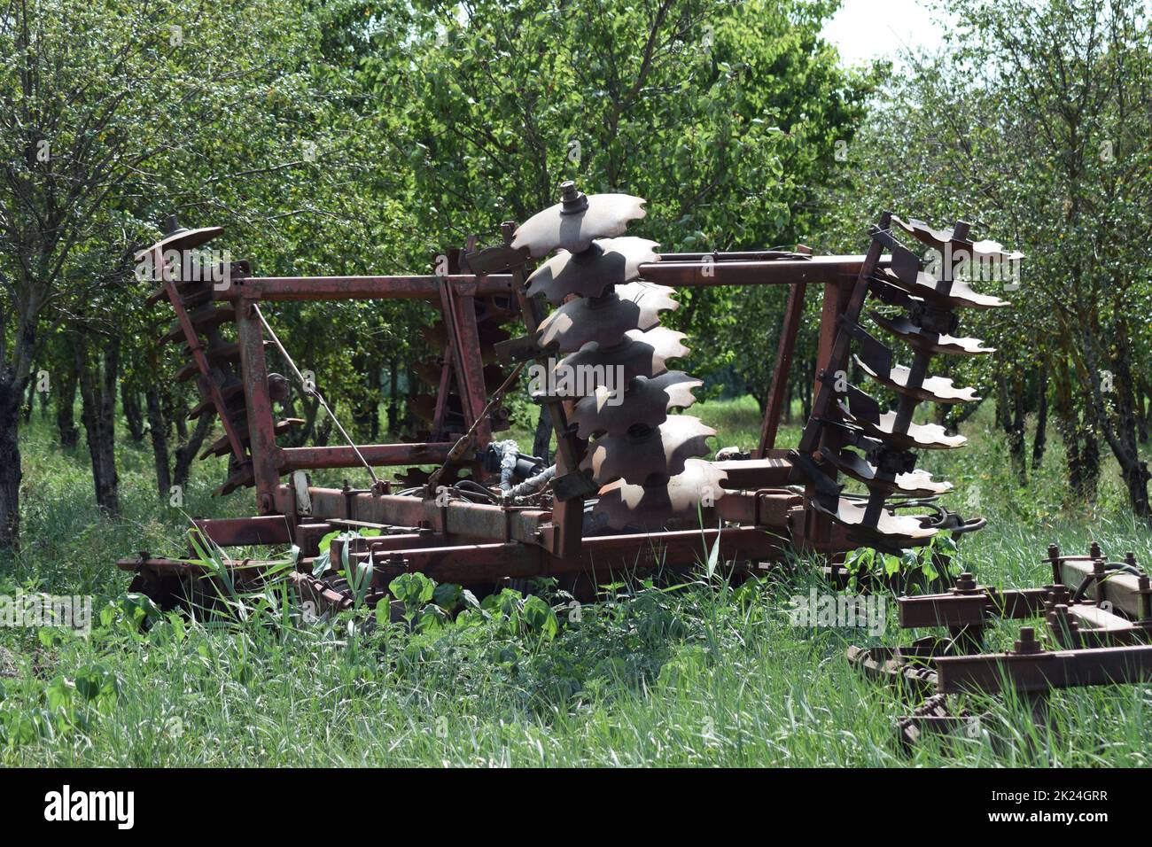 The disk harrow. Agricultural machinery for processing of the soil in ...