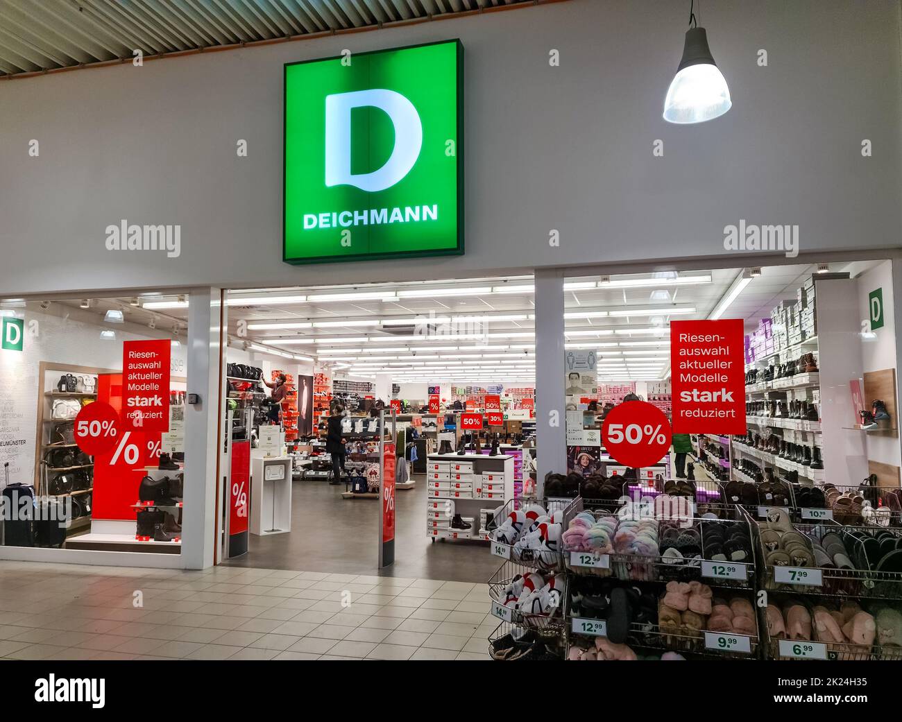Entrance area of a shoe shop of the German company called Deichmann ...