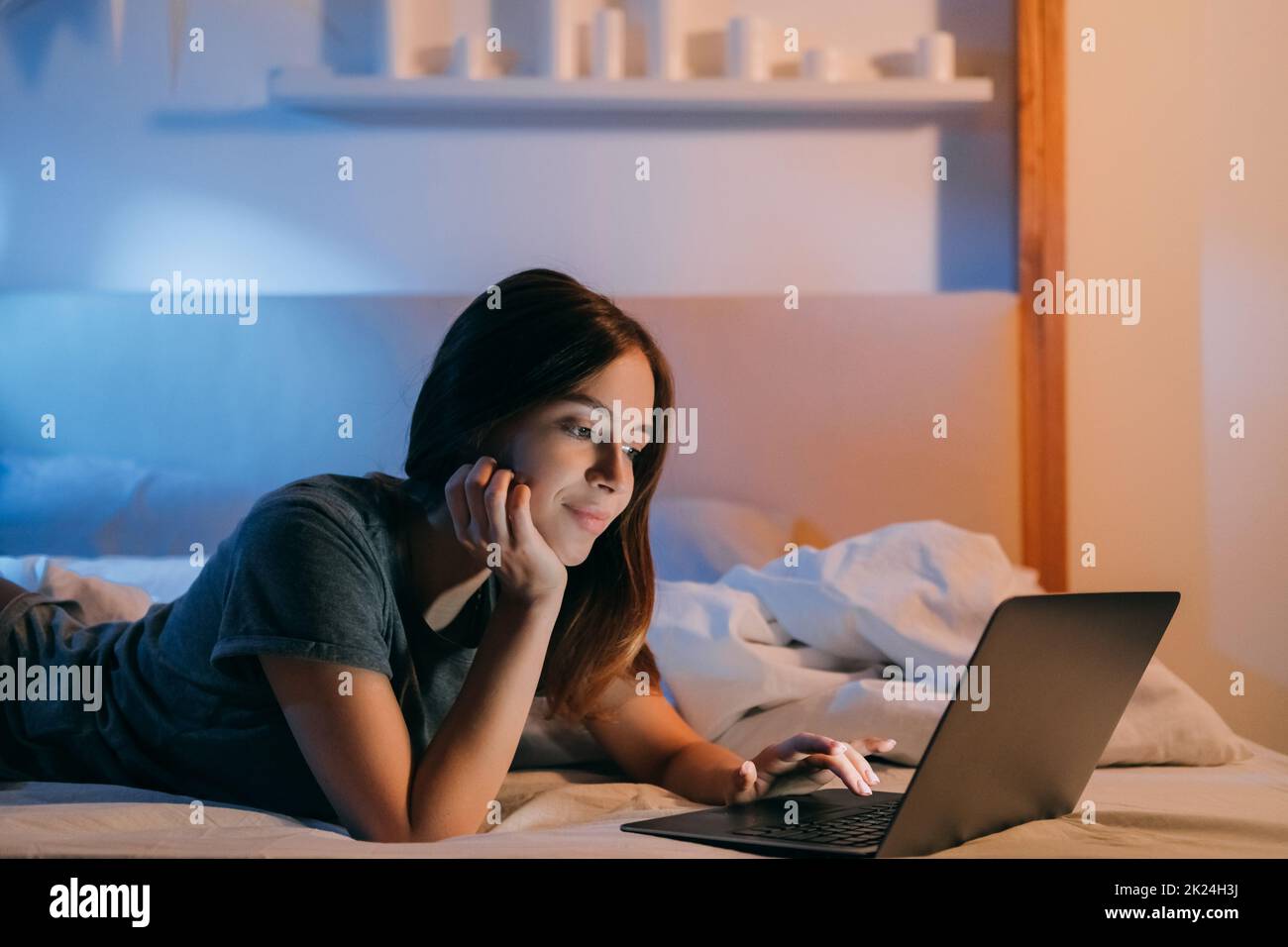 Internet night. Home leisure. Online entertainment. Rest relaxation ...