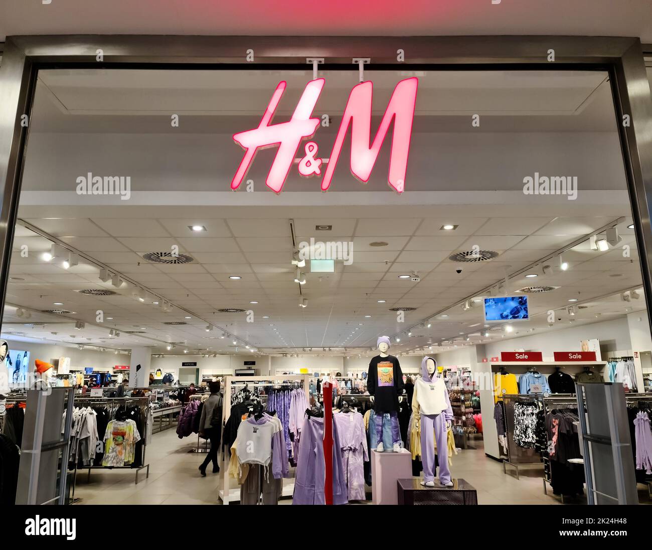 The entrance area of a clothing shop of the company H & M Stock Photo ...