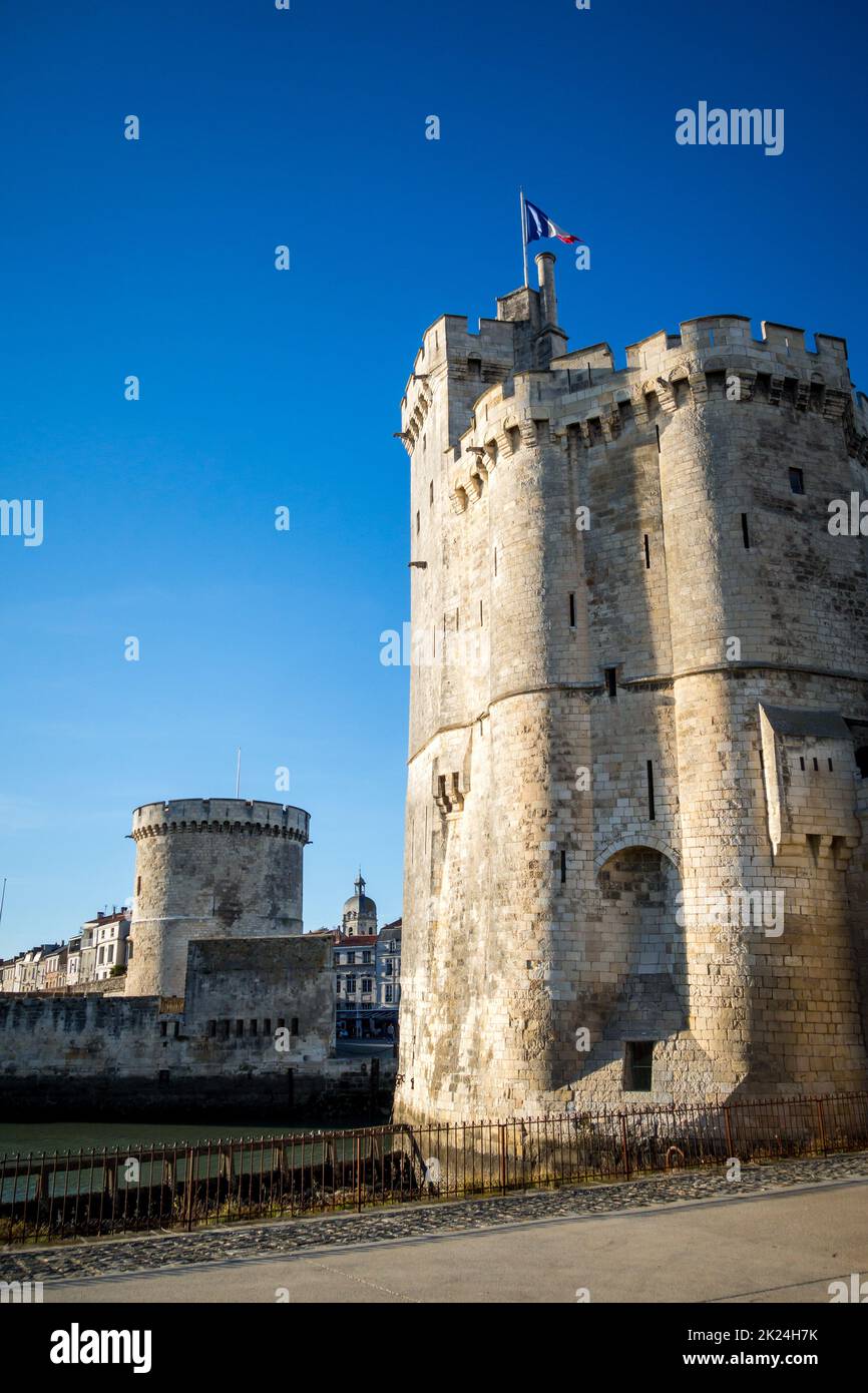 Historical Towers in la Rochelle old harbor, France Stock Photo - Alamy