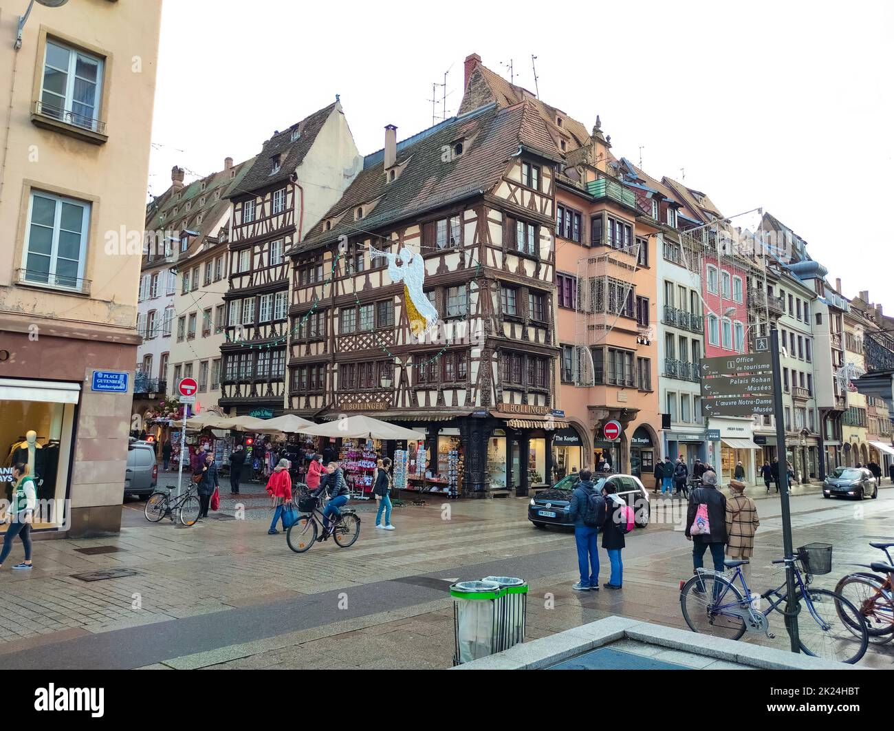 Strasbourg, Alsace, France - December 30, 2021: People at street and ...
