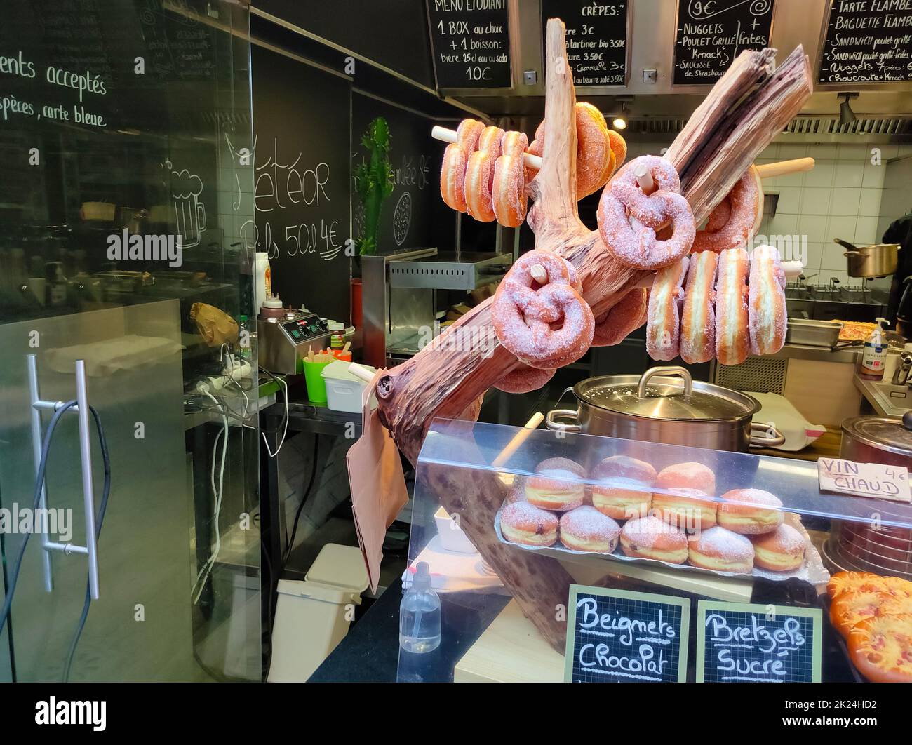 Strasbourg, Alsace, France - December 30, 2021: freshly baked easy grab ...