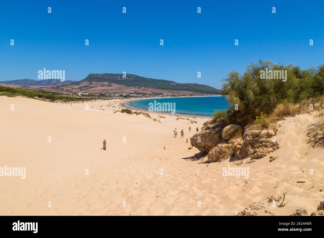 Tarifa, Spain - August 15, 2021. Tourists walking to The Playa de ...