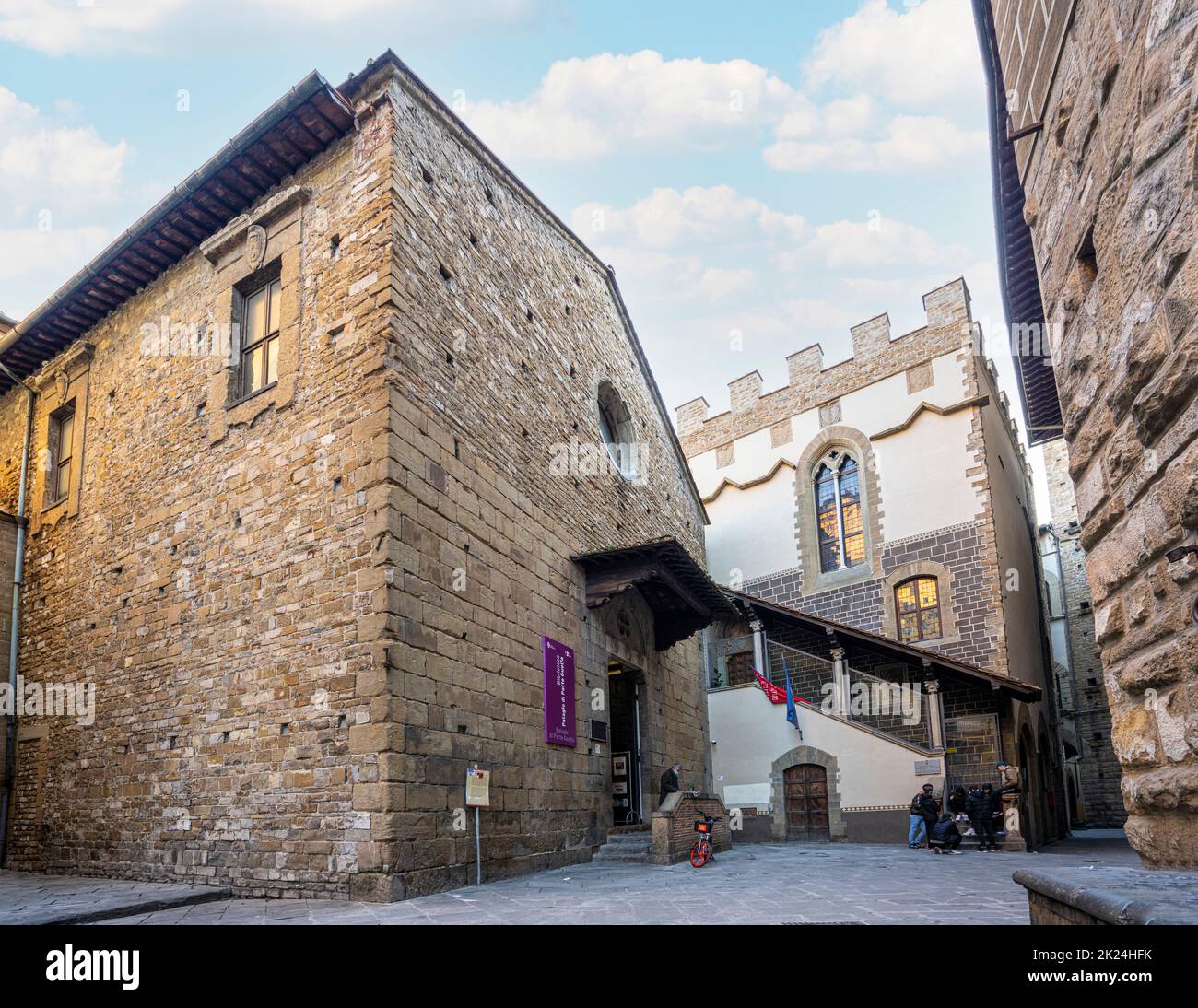 Florence, Italy. January 2022. Dante's house museum in the historic ...