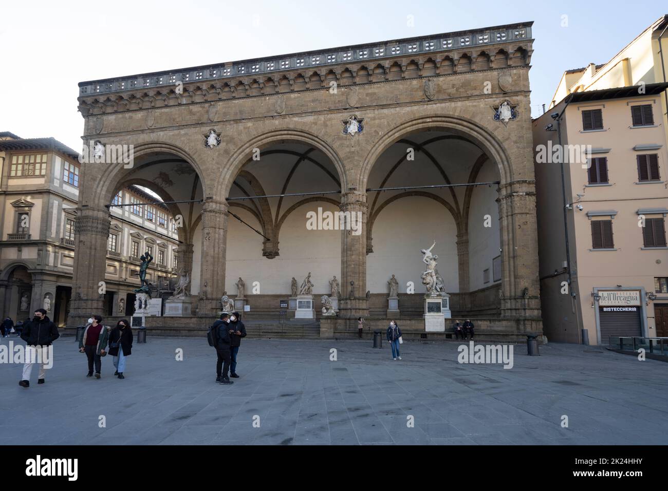 Florence, Italy. January 2022. the Loggia dei Lanzi, a ceremonial ...