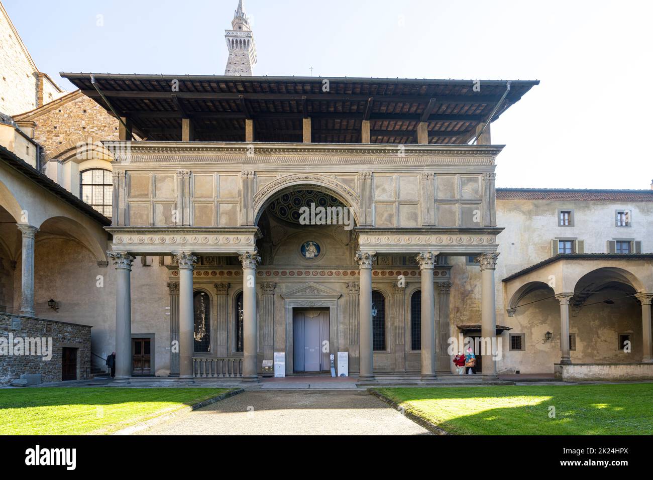 Florence, Italy. January 2022. internal view of the large cloister of ...