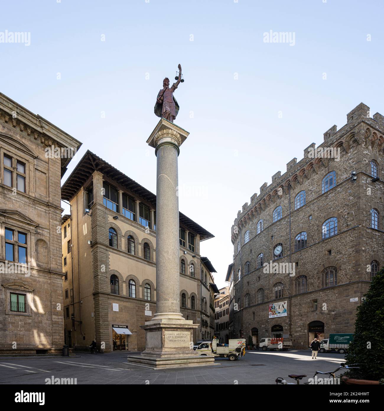 Florence, Italy. January 2022. panoramic view of Holy Trinity square in ...
