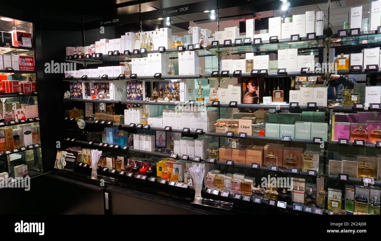 Colmar, France - December 30, 2021: Various colour of lipsticks in ...