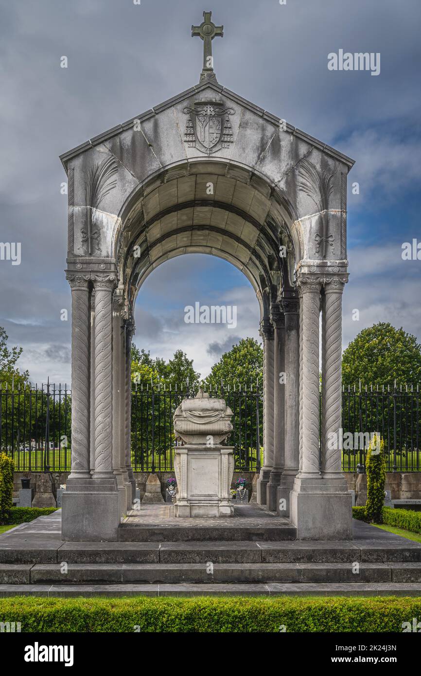 Dublin, Ireland, August 2019 Ancient, beautifully ornate sarcophagus ...