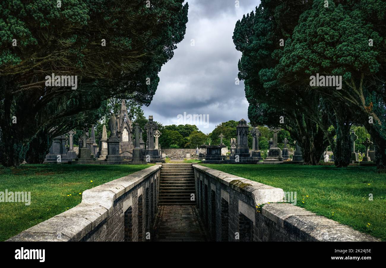 Dublin, Ireland, August 2019 Stairs leading out from crypt, ancient ...
