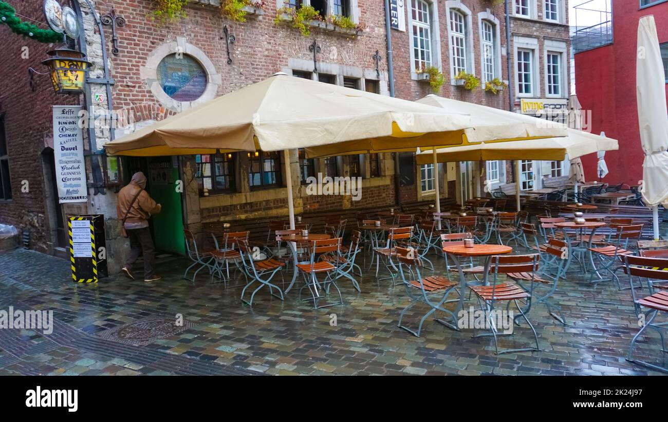 Aachen, Germany - January 03, 2022: Facade of the famous pub Domkeller ...