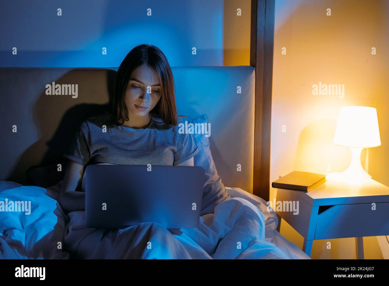 Internet night. Home leisure. Digital communication. Modern technology ...