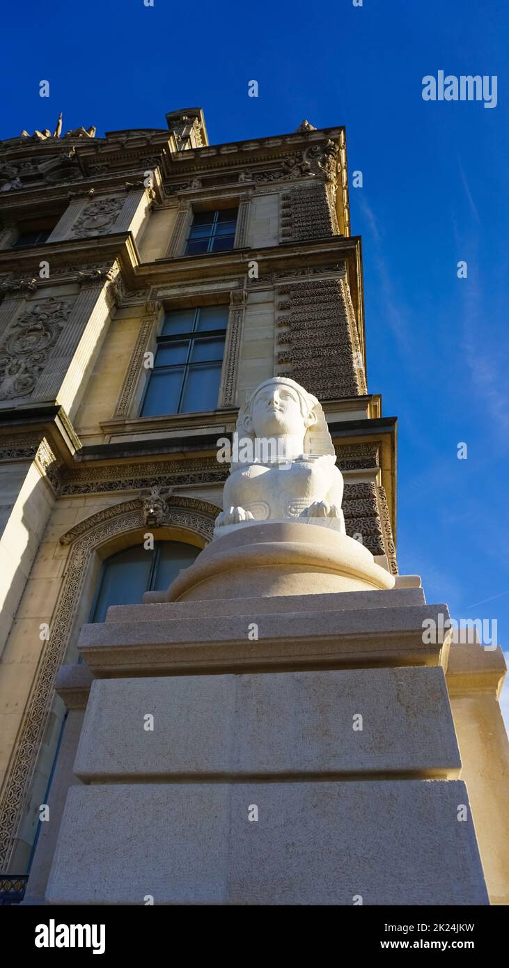 Architectural details of Louvre Museum in Paris, France. This central ...