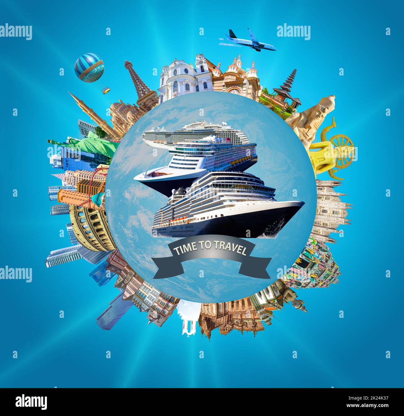 World religious and architecture monuments - collage or globe from ...