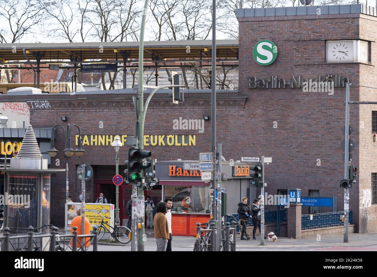 The S-Bahn and U-Bahn station Berlin Neukölln in the district of the ...
