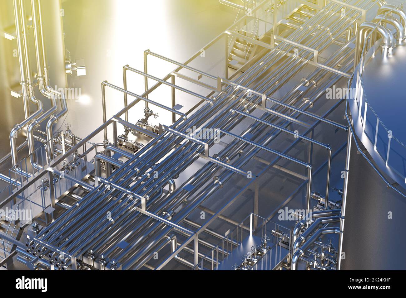 industrial background with metal structures from pipes. 3d rendering Stock Photo - Alamy