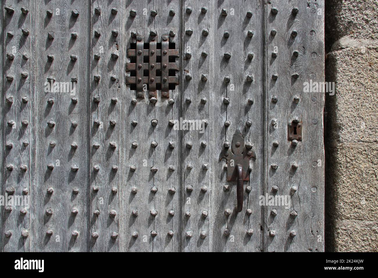 wood door in a medieval abbey in le mont-saint-michel in normandy ...