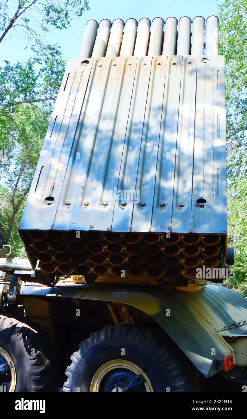 Elements of the Grad multiple launch rocket system Stock Photo - Alamy