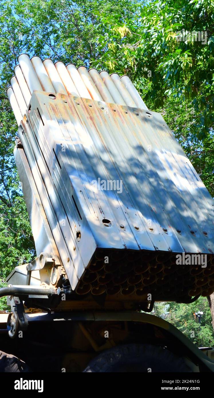 Elements of the Grad multiple launch rocket system Stock Photo - Alamy