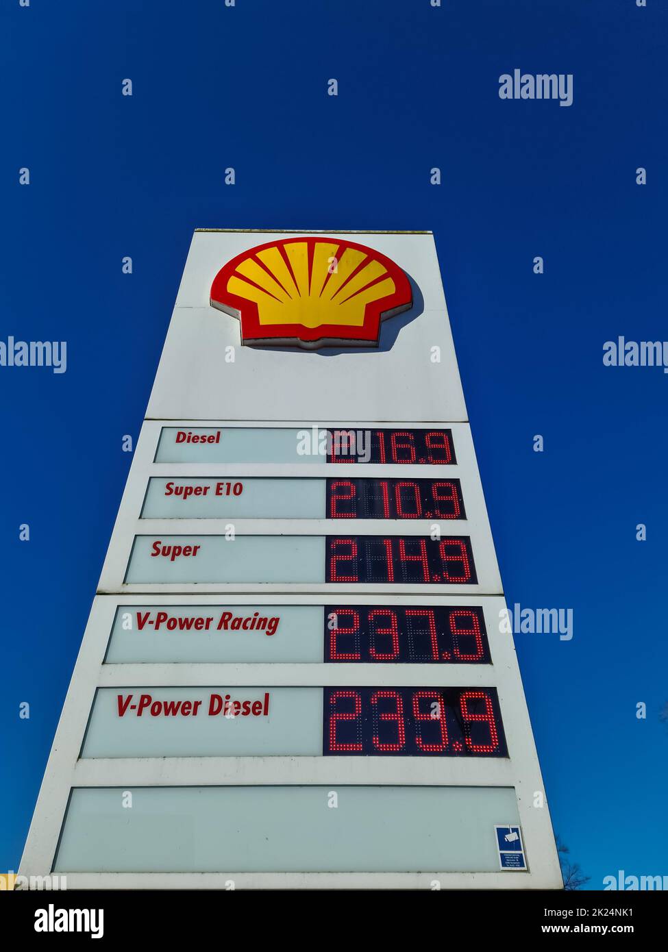 Exploding gasoline prices at a Shell gas station in Germany as a result ...