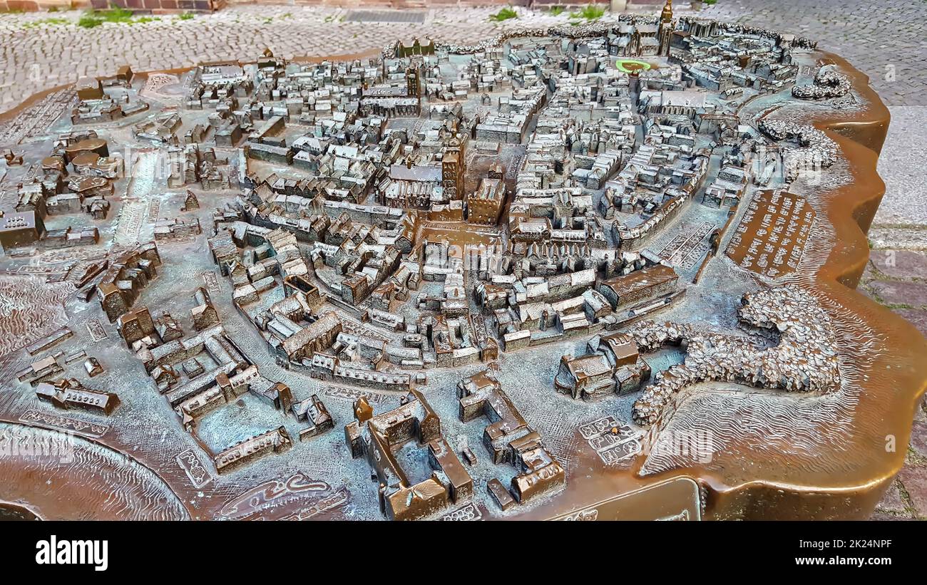 Bronze city map of Stralsund Stock Photo - Alamy