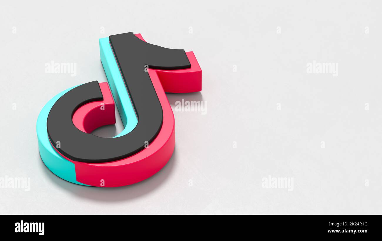 Tik Tok Logo 3D Symbol Shape on Plastered Light Grey Background with ...