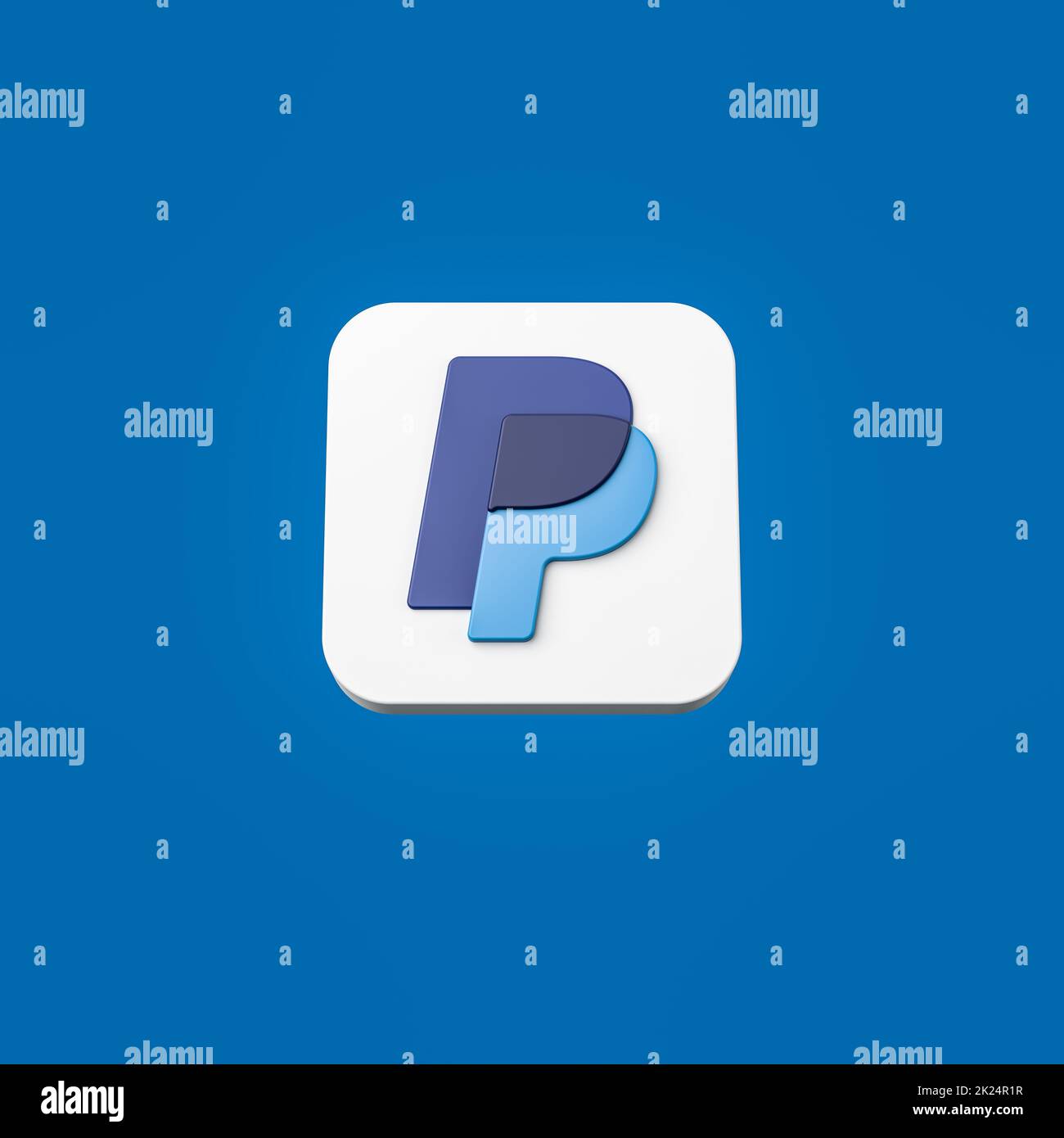 Paypal Logo Icon 3D Shape Isolated on Flat Blue Background with Shadow ...