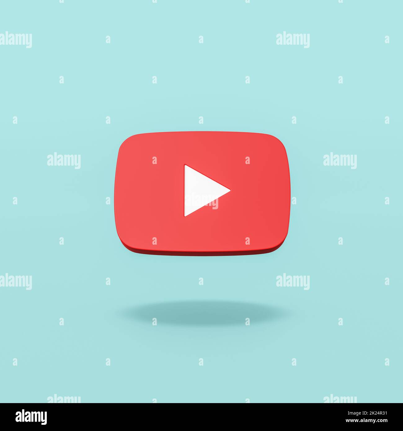 Youtube Logo 3D Shape Isolated on Flat Blue Background with Shadow 3D ...