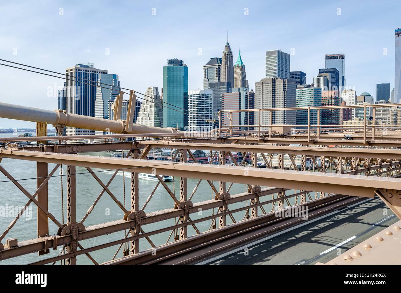 Skyline of Manhattan, New York City with brown steel construction of ...