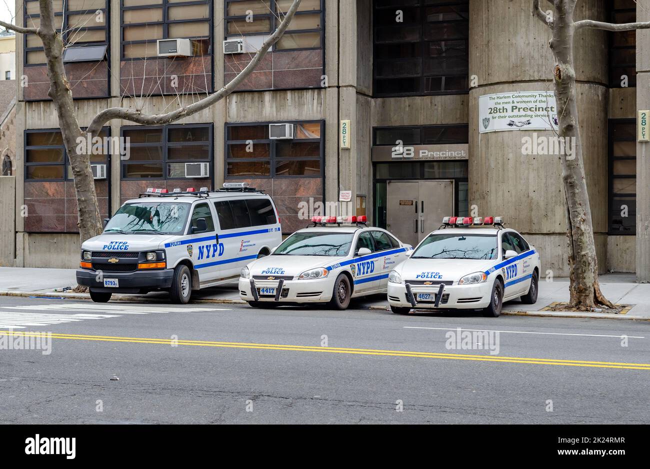NYPD Different New York Police Department cars and trucks parked next ...